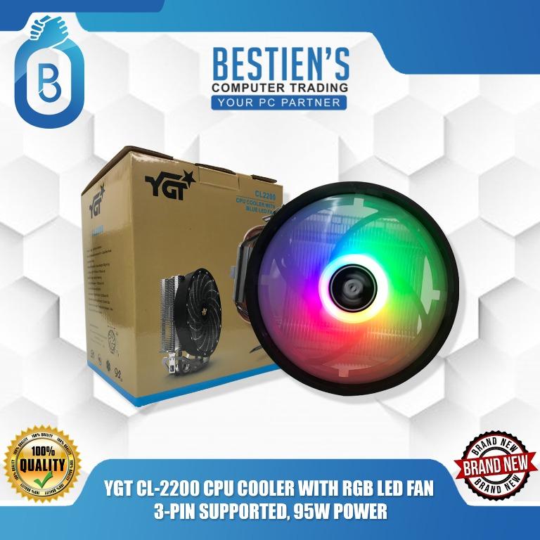 YGT CL-2200 CPU COOLER WITH RGB LED FAN, 3-PIN SUPPORTED, 95W POWER ...