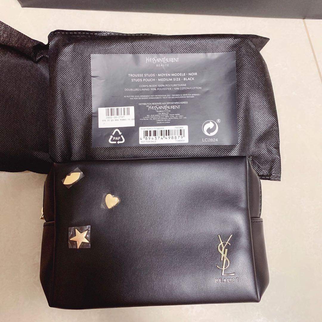 YSL Noir Studs Pouch Medium size black, Women's Fashion, Bags & Wallets ...