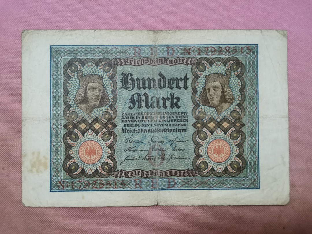 100 German Mark 1920 Banknote, Hobbies & Toys, Collectibles ...