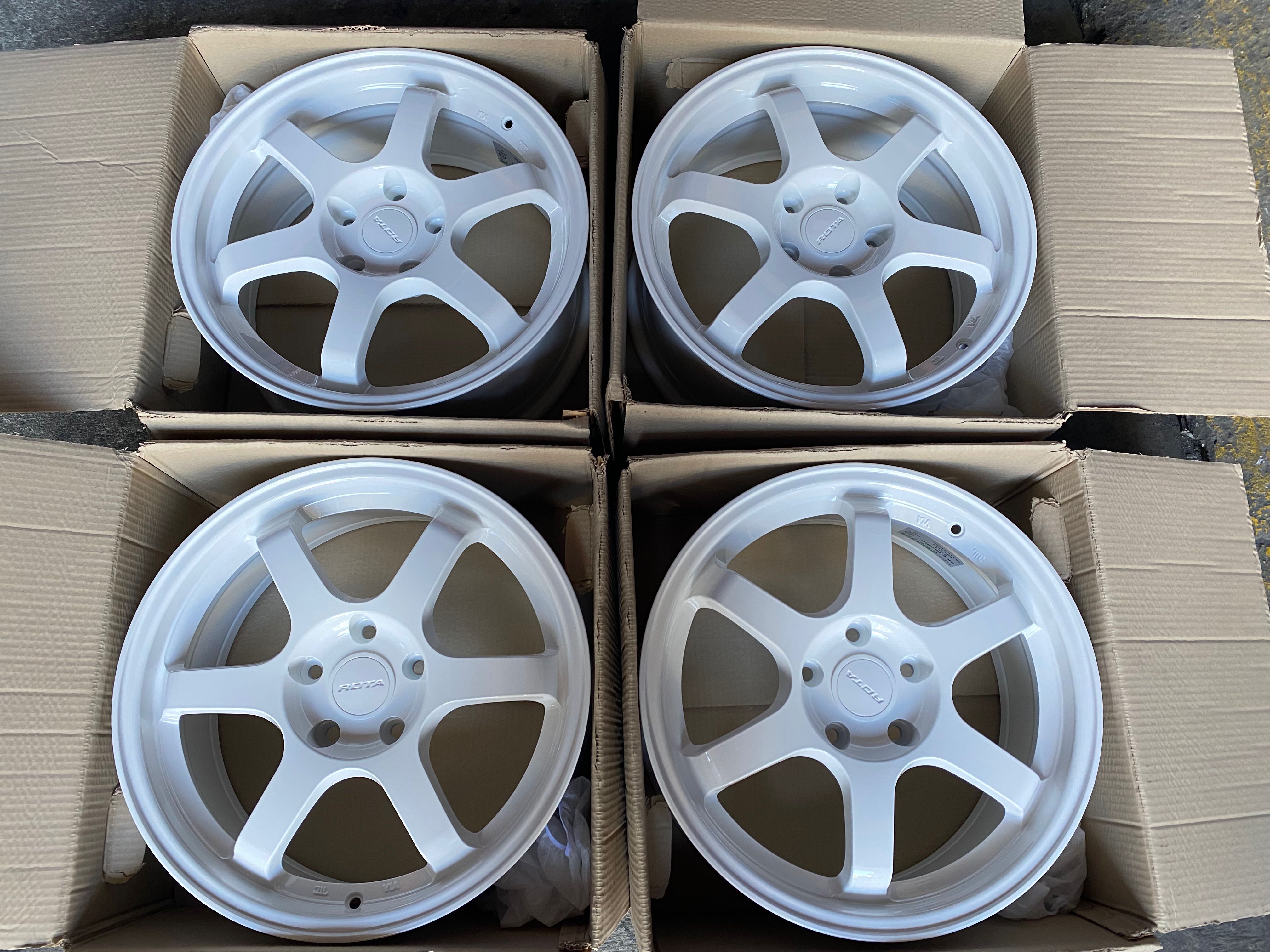 17” Rota Grid Racing White Mags 5Holes pcd 114 Brandnew, Car Parts ...