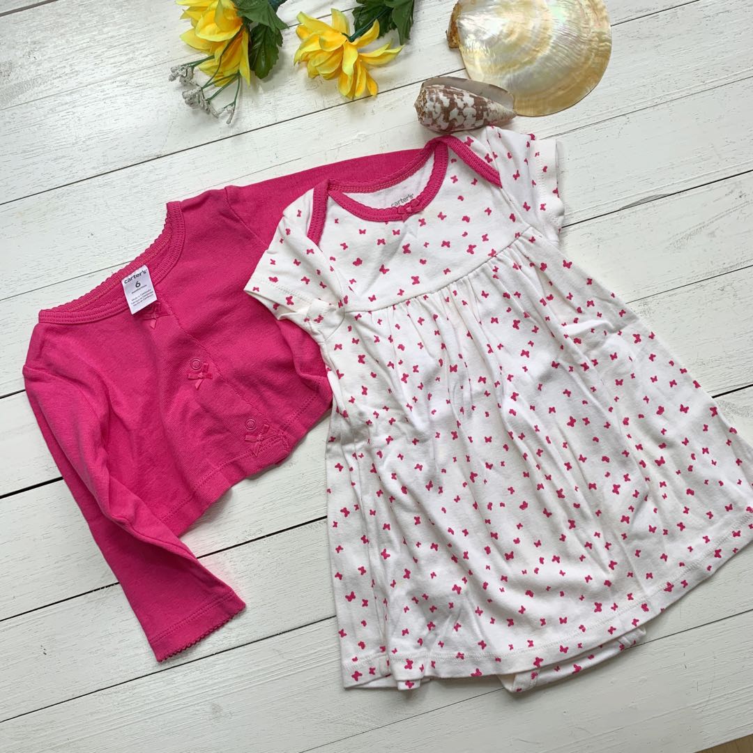 Carter’s : Pink Ribbon Dress with Sweater set ( 6 mos), Babies & Kids, Babies & Kids Fashion on ...