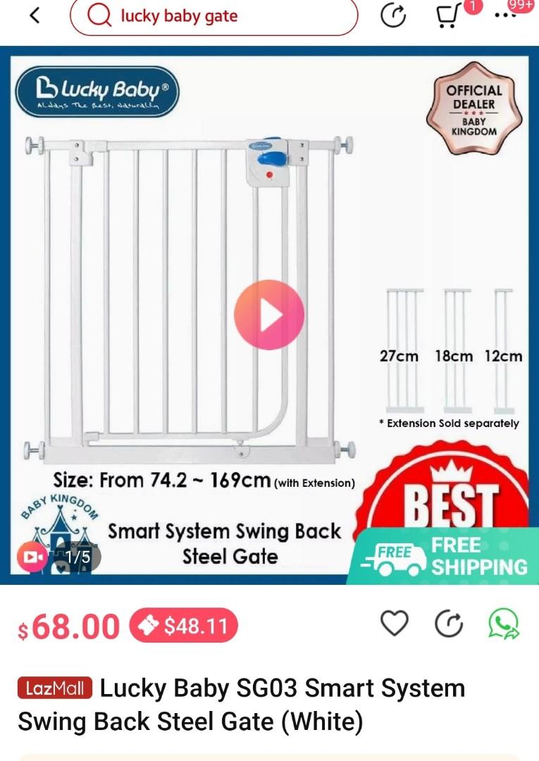 Lucky Baby Smart System Swing Gate, Babies & Kids, Baby Nursery & Kids ...