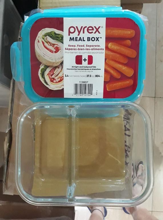 on hand Pyrex glass 3.4cup divided Lunchbox USA Leak Proof mealbox FREE ...