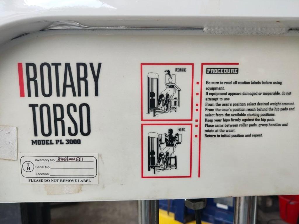 Paramount Rotary Torso PL 3000 Gym Equipment for sale @ $1200 each ...