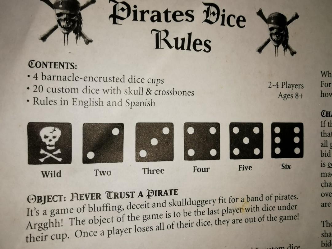 Pirates Dice game, Hobbies & Toys, Toys & Games on Carousell