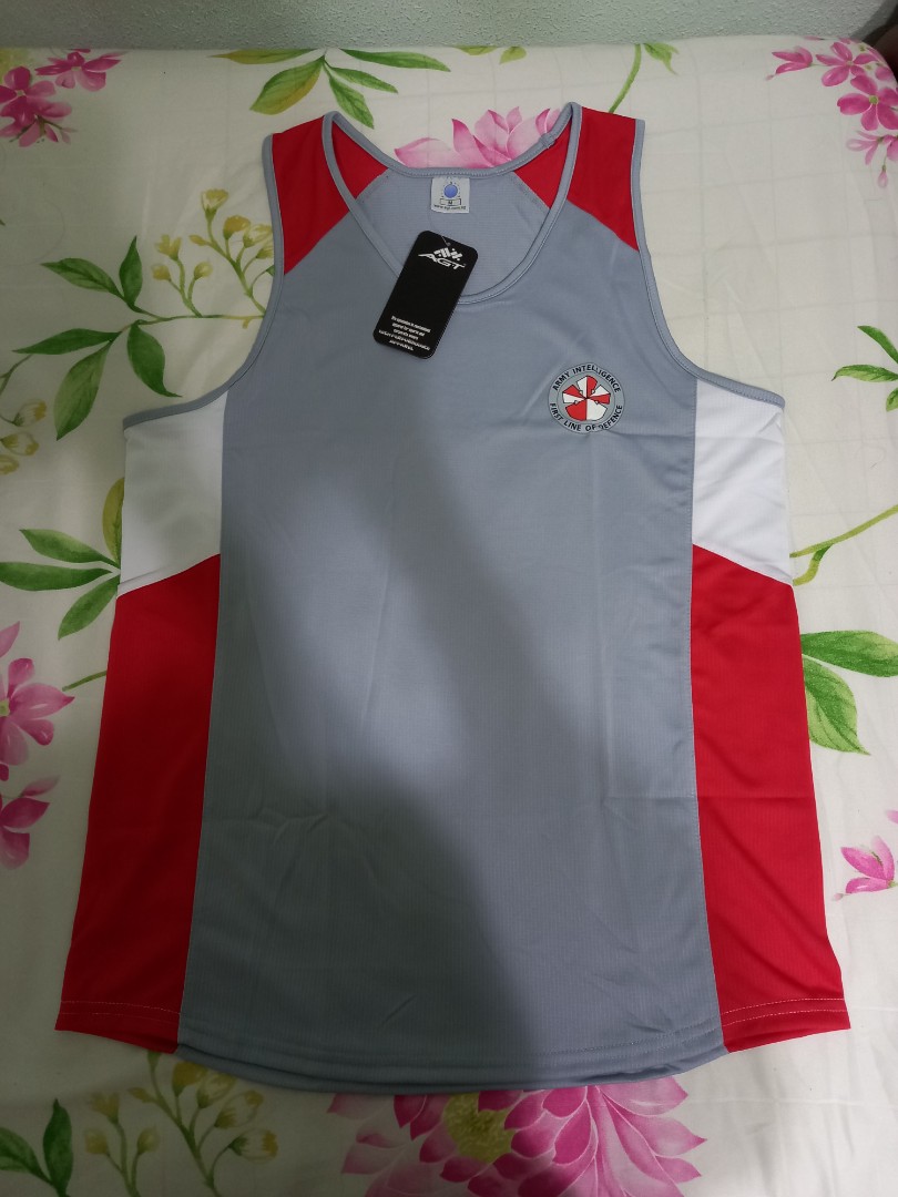 SAF Army PT Running Singlet M Intelligence Intel, Men's Fashion ...