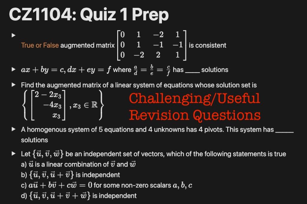 [SC1004/CZ1104] Linear Algebra Notes for Computer Science (SCSE ...