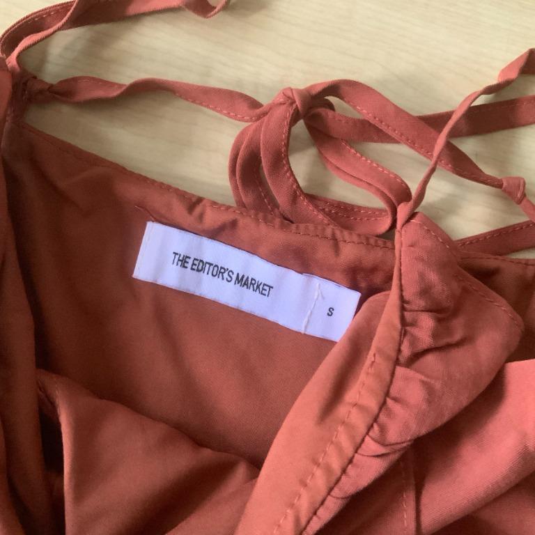 TEM Brick Red Ruffle Maxi-Midi Dress, Women's Fashion, Dresses & Sets ...