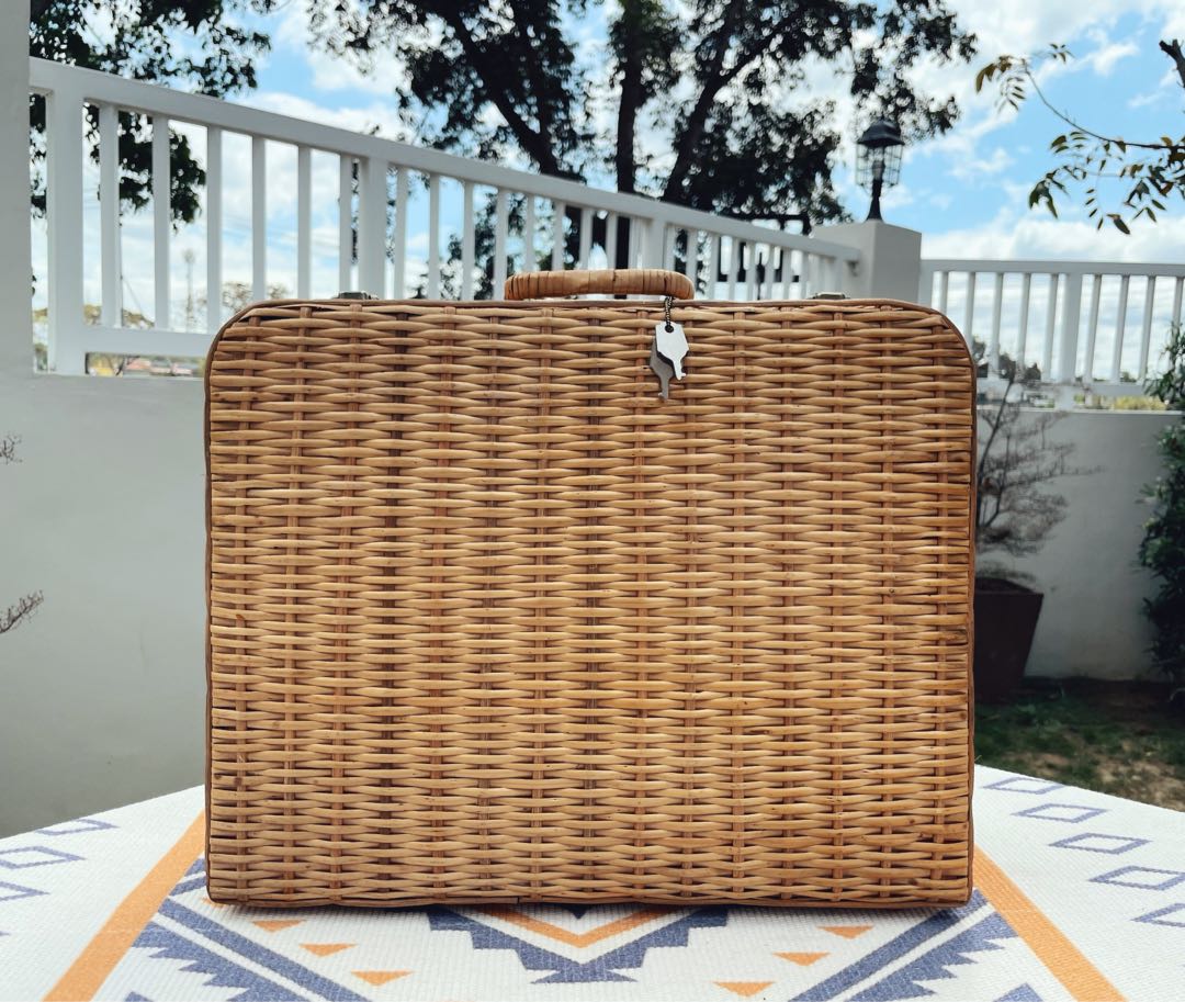 Wicker Rattan Suitcase with keys,, Women's Fashion, Bags & Wallets ...