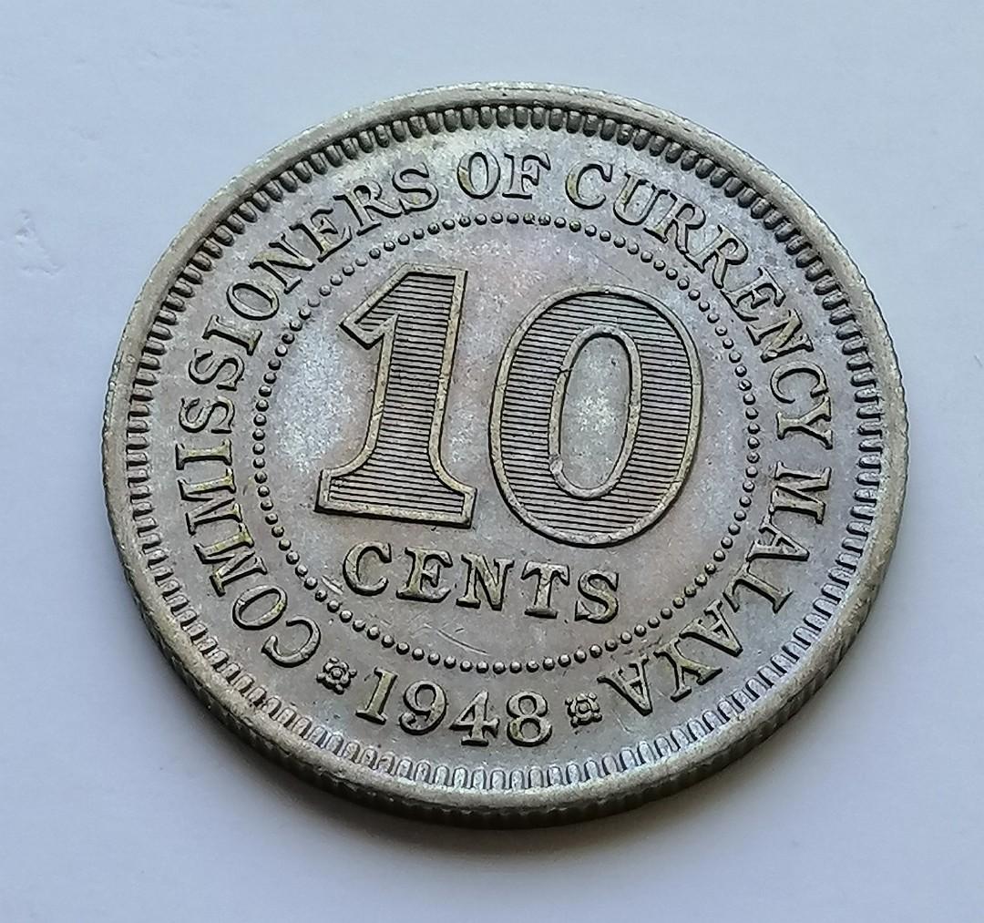 10 CENTS MALAYA KING GEORGE THE SIXTH 1948 #SM.A3, Hobbies & Toys ...