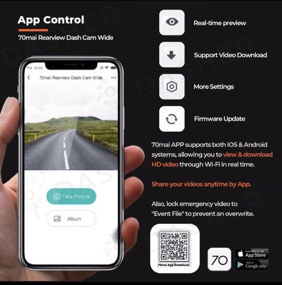70mai Rearview Dash Cam Wide | Mirror D07 + Reverse Cam RC05, Auto Accessories on Carousell
