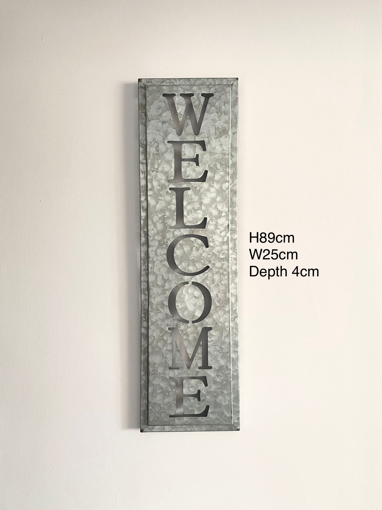 89 cm large size welcome metallic signage, Furniture & Home Living ...