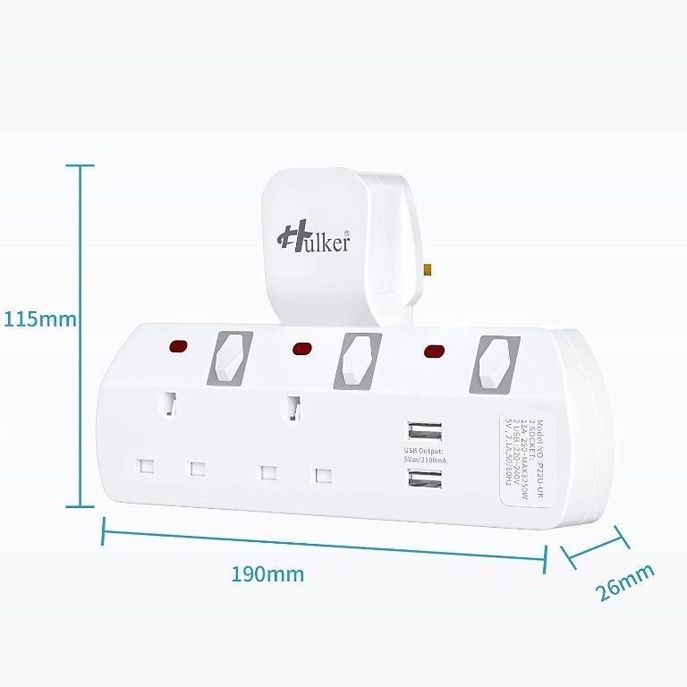 [ INSTOCK ] Hulker Plug Extension, Multi Plug Socket Extensions 2 Way ...