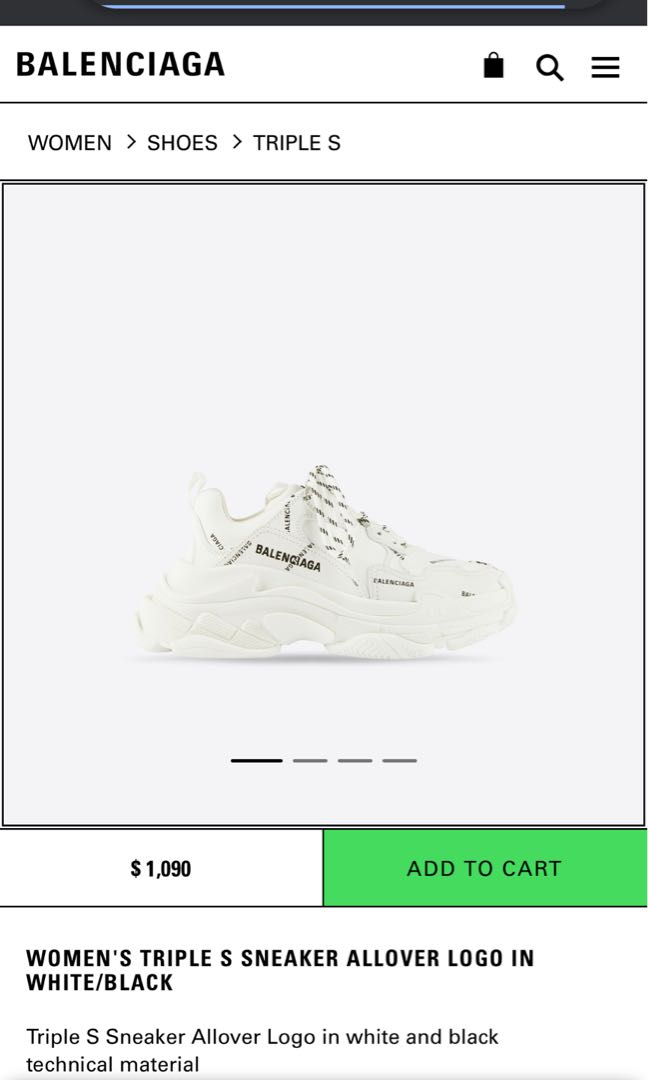 Balenciaga Triple S White Logo, Women's Fashion, Footwear, Sneakers on ...