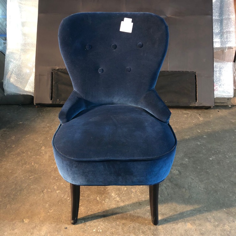 Blue Colour Single Seater Velvet Chair / Kerusi Baldu Single Seater ...