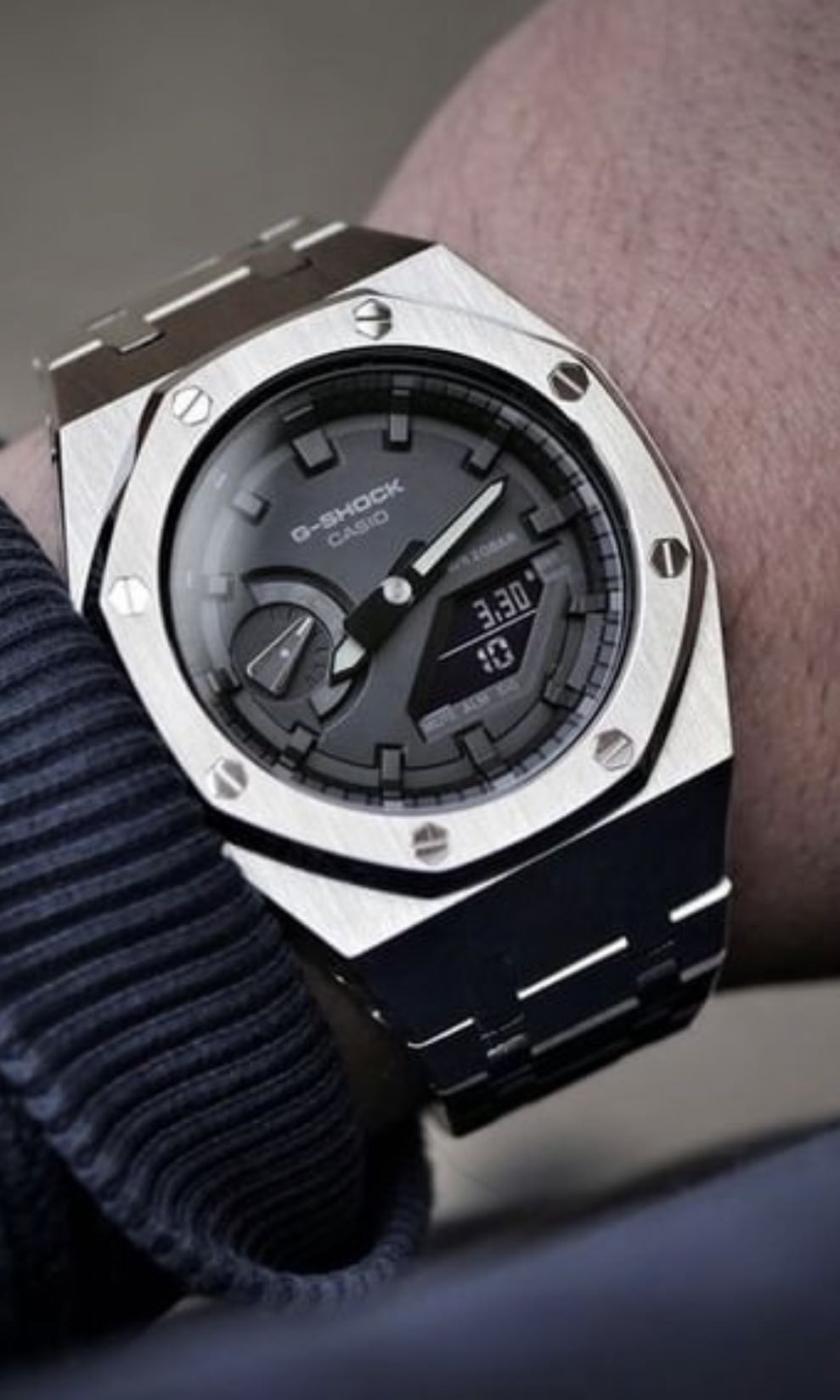 Full black ga2100 stainless steel case mod ga-2100, Men's Fashion ...