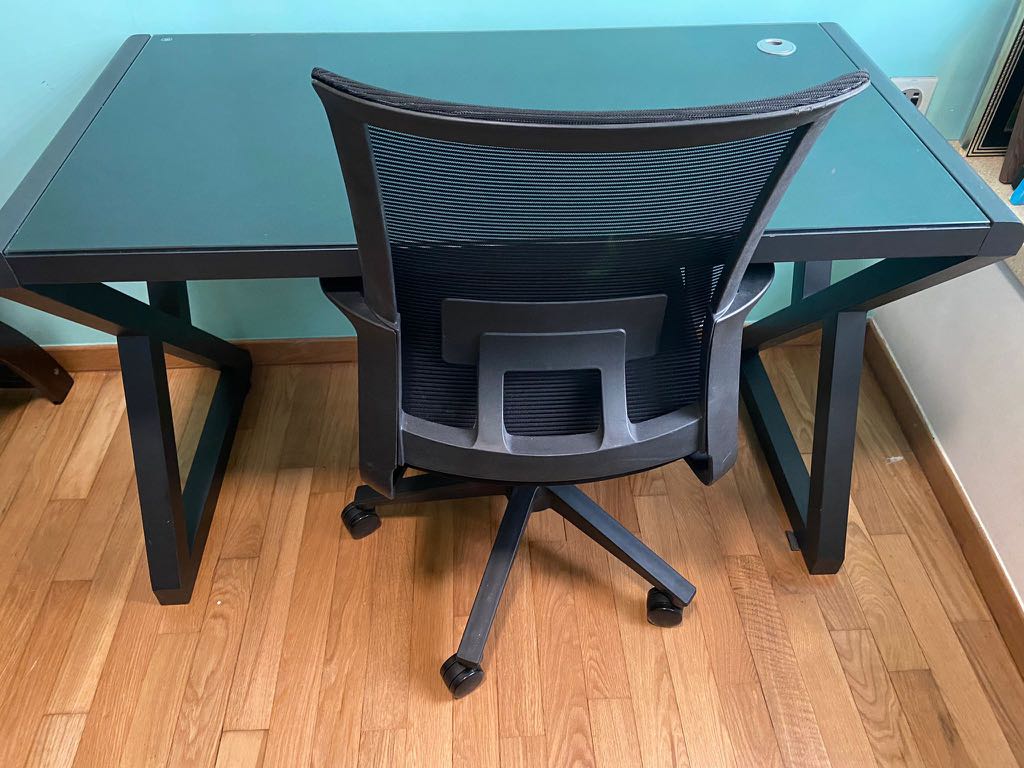 Glass Top Sturdy Study Desk , Furniture & Home Living, Furniture ...