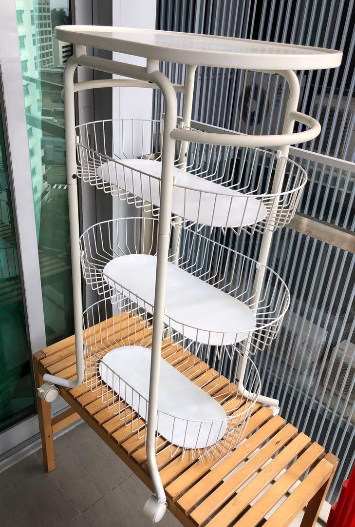 IKEA 3 Tier Basket Trolley Rack with Flat Top, Furniture & Home Living ...