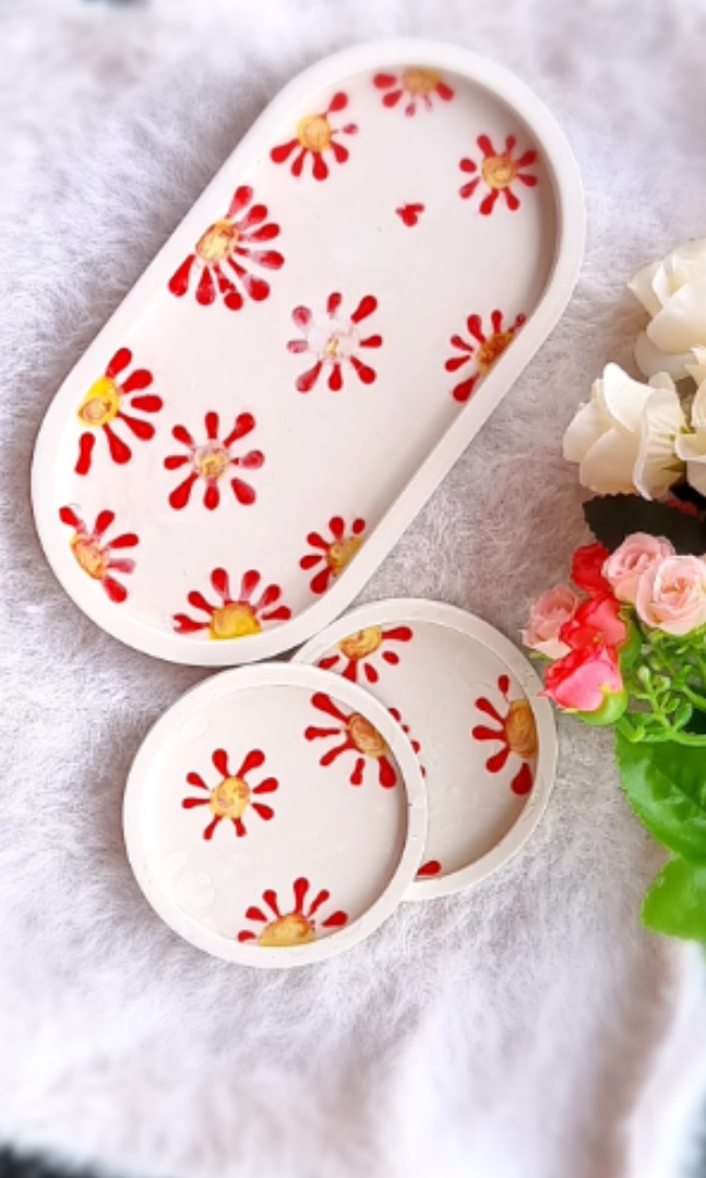 Jesmonite Tray and Coaster Set, Hobbies & Toys, Stationery & Craft ...