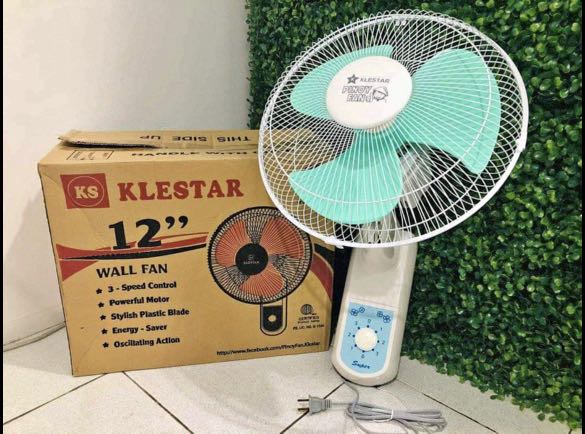 Klestar 12” Wall Fan Plastic Blade White KWF12, Furniture & Home Living ...