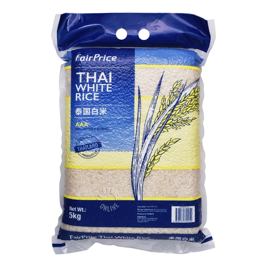 NTUC FairPrice Thailand White Rice 5kg, Food & Drinks, Rice & Noodles ...