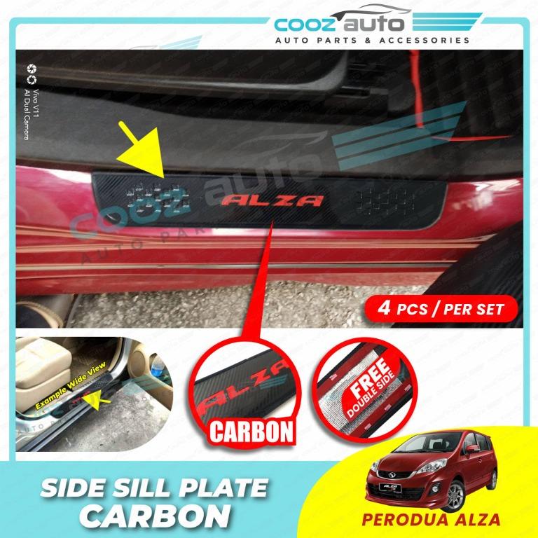 Perodua Alza Door Side Sill Step Plates Carbon Fiber With Red Logo ...