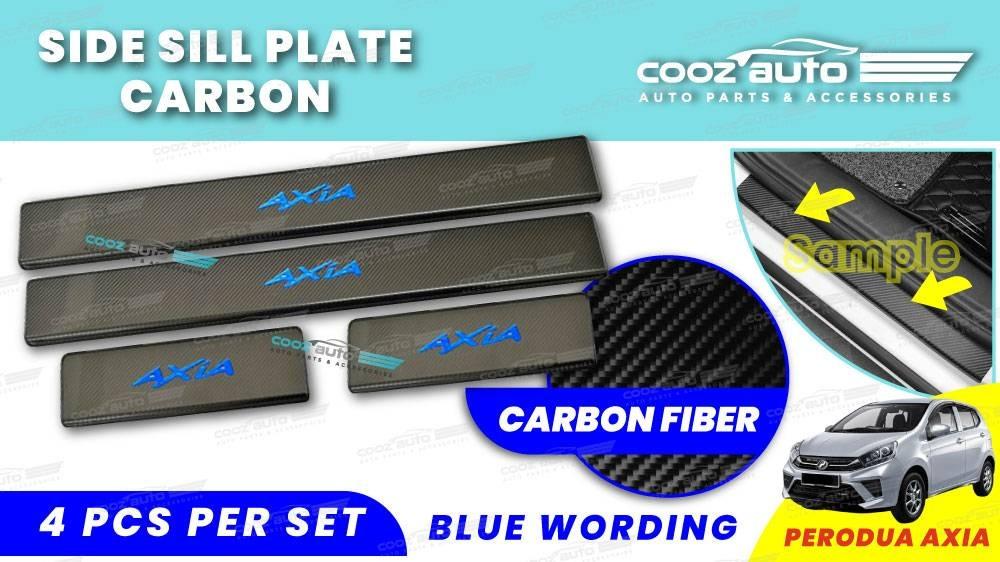 Perodua Axia Carbon Fiber with blue emblem word wording Door Side Sill ...