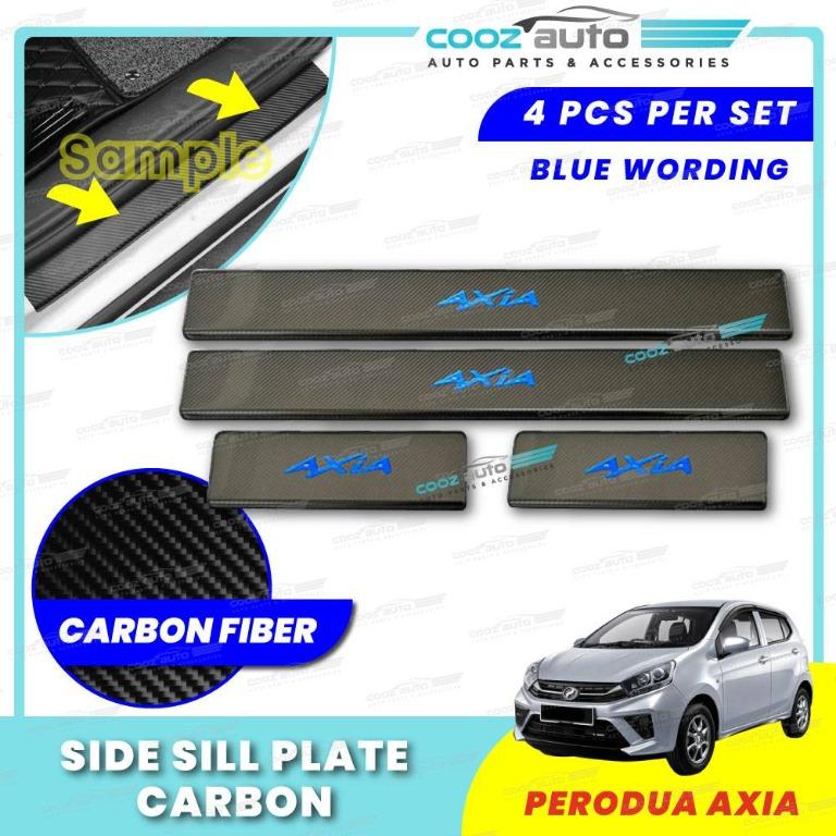 Perodua Axia Carbon Fiber with blue emblem word wording Door Side Sill ...
