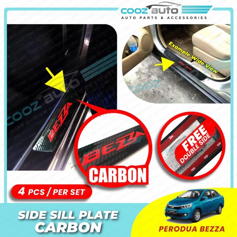 Perodua Bezza Door Side Sill Step Plates Carbon Fiber With Red Logo ...