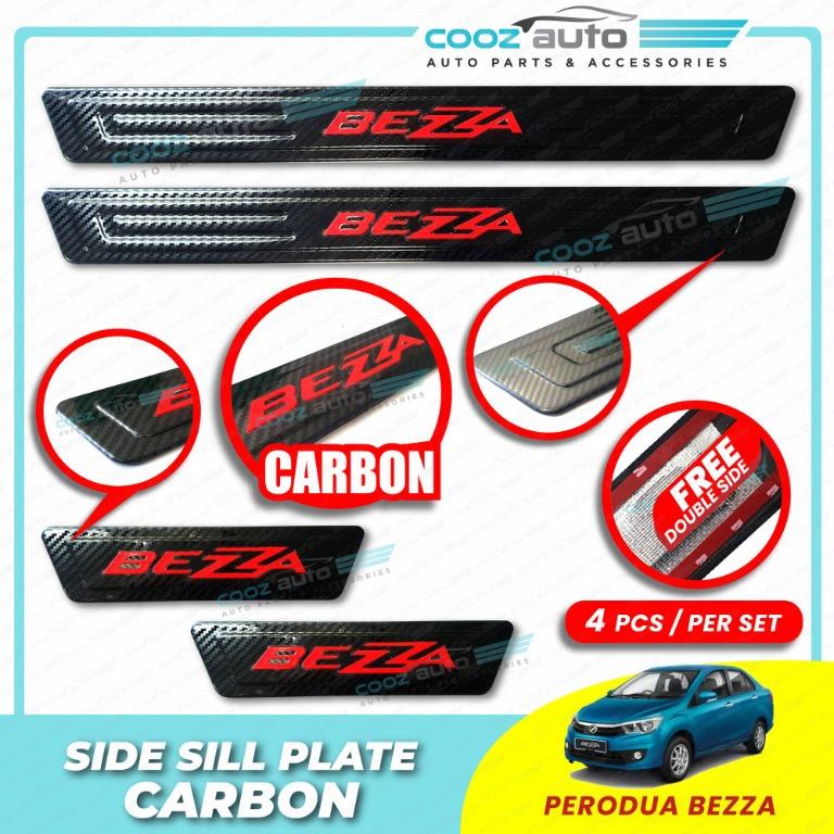 Perodua Bezza Door Side Sill Step Plates Carbon Fiber With Red Logo ...