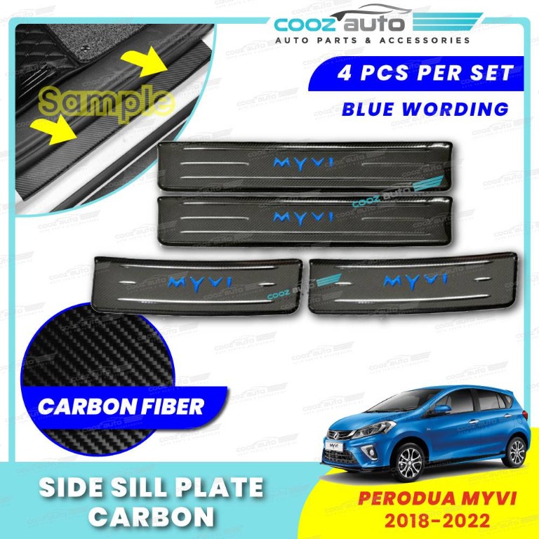 Perodua Myvi 2018 - 2021 Carbon Fiber with blue emblem word wording ...