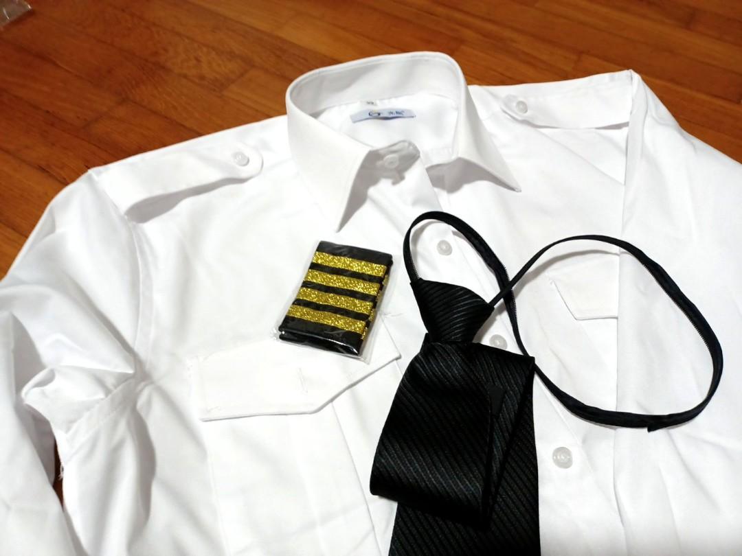 Pilot Uniform Long Sleeve - Comes with CAPT Epaulettes and Zipper Tie ...
