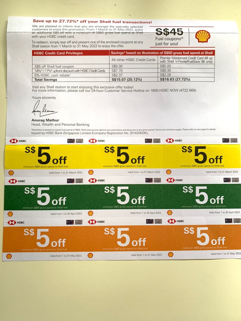 Shell Petrol Vouchers (use with HSBC credit card), Tickets & Vouchers ...