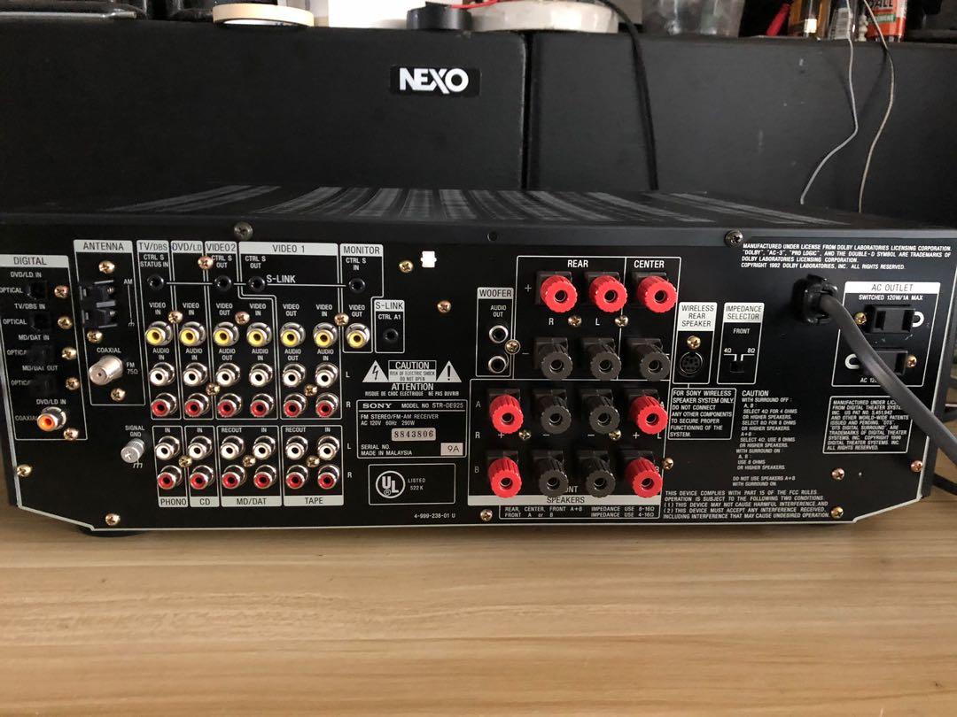 Sony STR DE925 5.1 ch. 110W x 5 Digital Audio Video Control AM FM ...