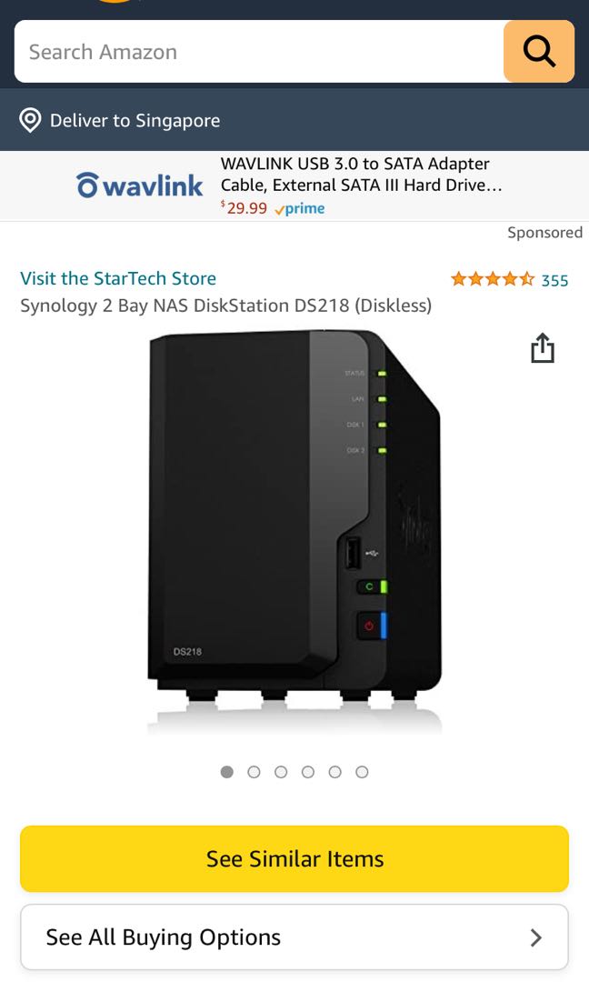Synology 2 Bay NAS DiskStation DS218 (Diskless), Computers & Tech ...