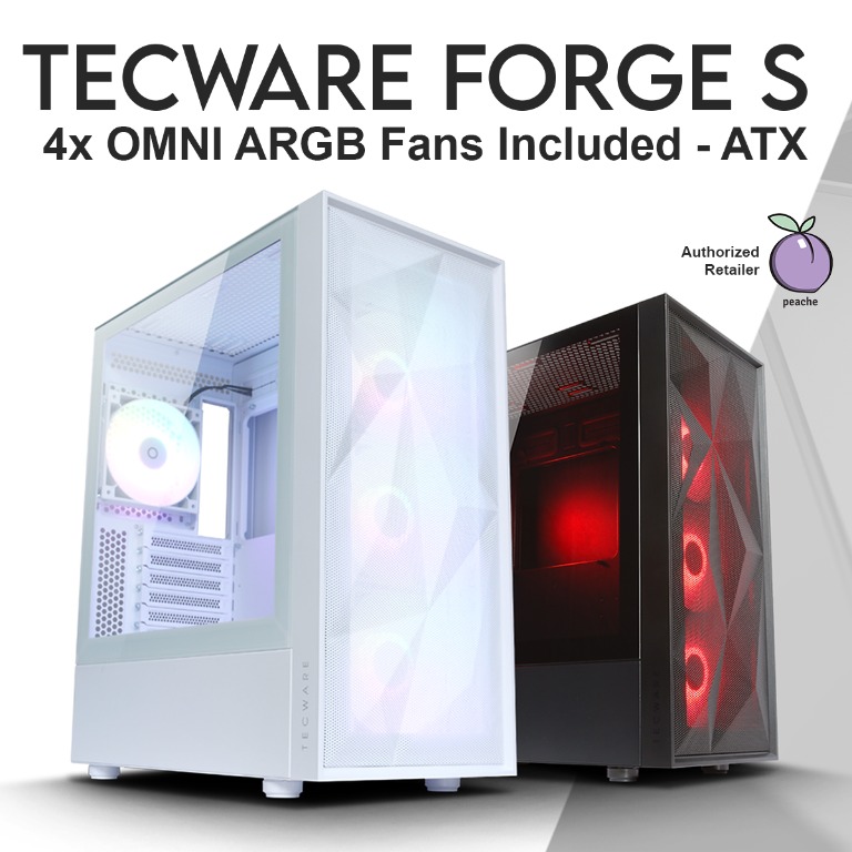 Tecware Forge S OMNI ATX PC Casing Case Chassis - BLACK/WHITE - ARGB ...