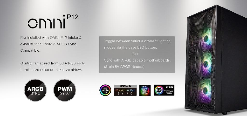 Tecware Forge S OMNI ATX PC Casing Case Chassis - BLACK/WHITE - ARGB ...