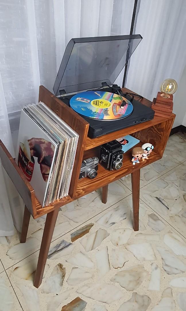 Turntable Vinyl Record Table Shelf Storage Rack Solid Wood Custom Plaka ...