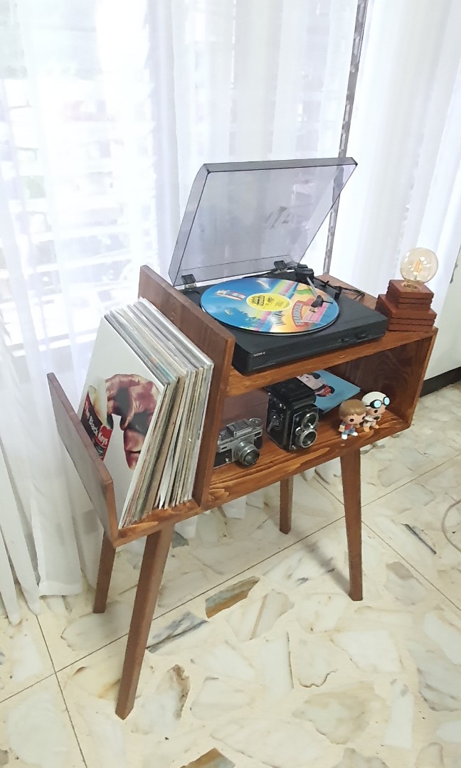 Turntable Vinyl Record Table Shelf Storage Rack Solid Wood Custom Plaka ...
