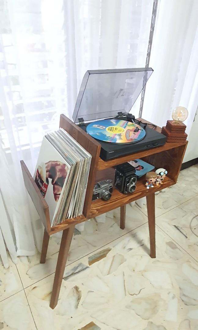 Turntable Vinyl Record Table Shelf Storage Rack Solid Wood Custom Plaka ...