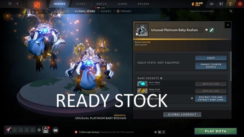 Unusual Platinum Baby Roshan Dota 2‼️, Video Gaming, Gaming Accessories ...