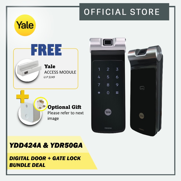 Yale YDR50GA Gate & YDD424A Door Digital Lock Bundle (Free Yale Connect Bridge/DDV1/TOP UP ...