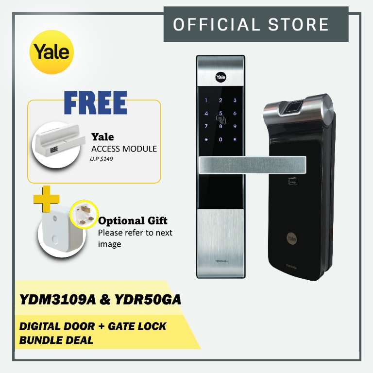 Yale YDR50GA Gate + YDM3109A Door Digital Lock Bundle (Free Yale ...