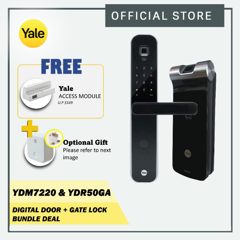 Yale YDR50GA Gate + YDM7220 (Free Yale Connect Bridge/DDV1/TOP UP ...