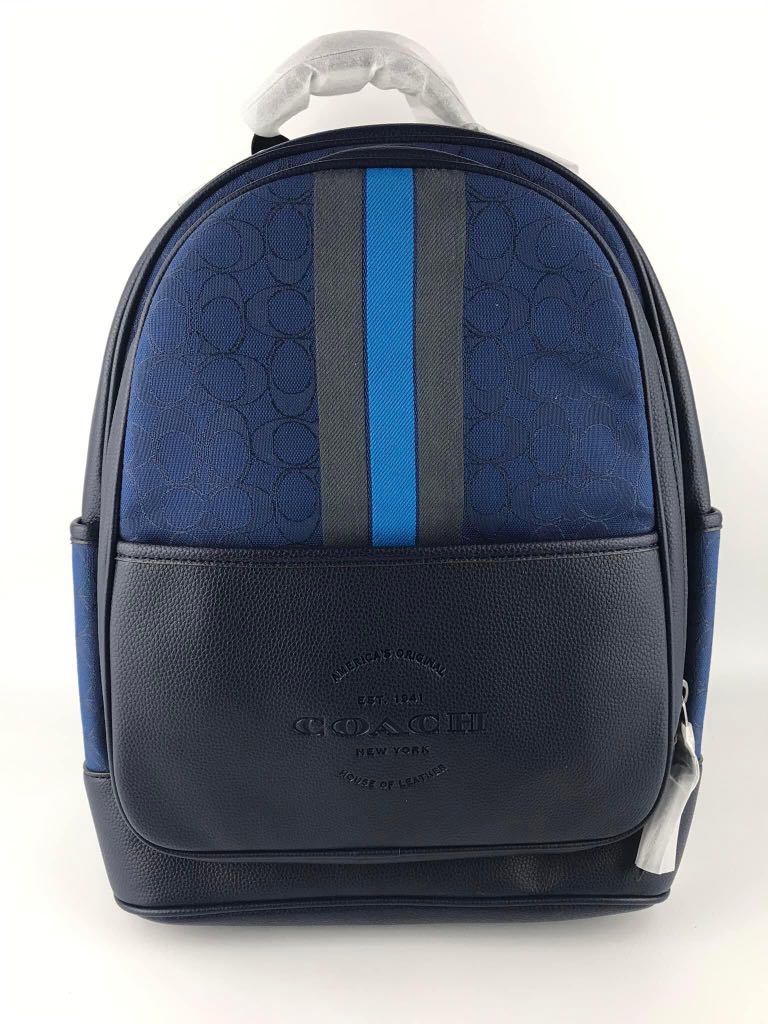 Coach Thompson Backpack in Signature Jacquard w/ Varsity Stripe (Blue ...