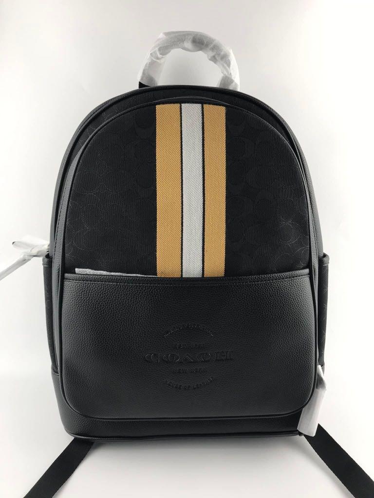 Coach Thompson Backpack in Signature Jacquard w/ Varsity Stripe (Black ...