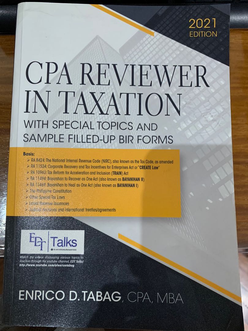 CPA Reviewer in Taxation by Enrico Tabag 2021 Edition, Hobbies & Toys ...