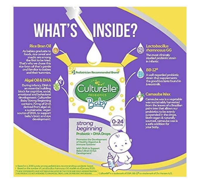 Culturelle baby Probiotics + DHA drops (0-12months), Health & Nutrition ...