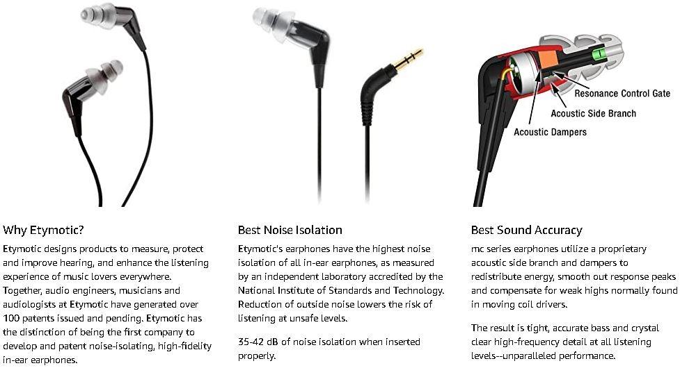 Etymotic MC5 IEM In Ear Monitor Headphone Earphone Accurate Isolation ...