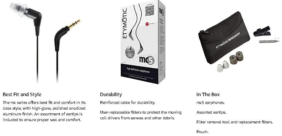 Etymotic MC5 IEM In Ear Monitor Headphone Earphone Accurate Isolation ...